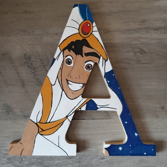 Disney | Accents | Hand Painted Disney Aladdin Letter Art | Poshmark